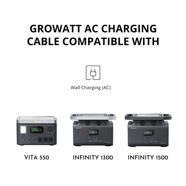 AC Power Cord Charging Cable for Power Stations - Growatt
